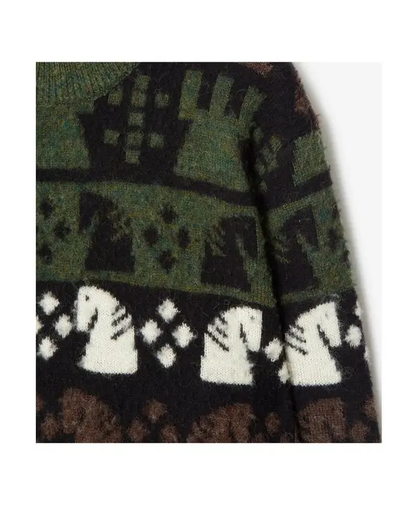 Burberry Chess Pattern Knit Crewneck Jumper - Black