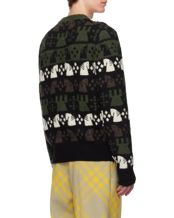 Burberry Chess Pattern Knit Crewneck Jumper - Black