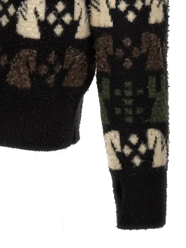 Burberry Chess Pattern Knit Crewneck Jumper - Black/green