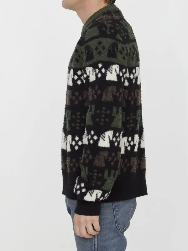 Burberry Chess Pattern Knit Crewneck Jumper - Black/green