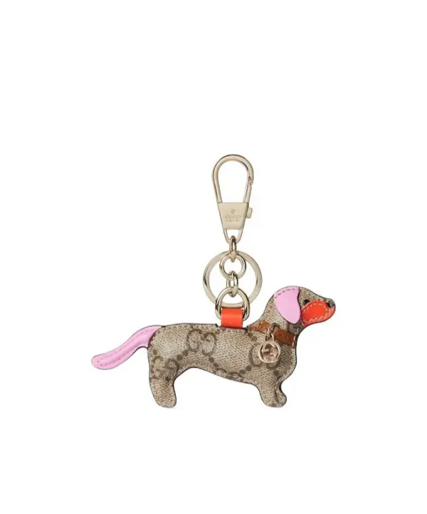 Gucci Dog-shaped Bag Charm - Beige And Dark Brown