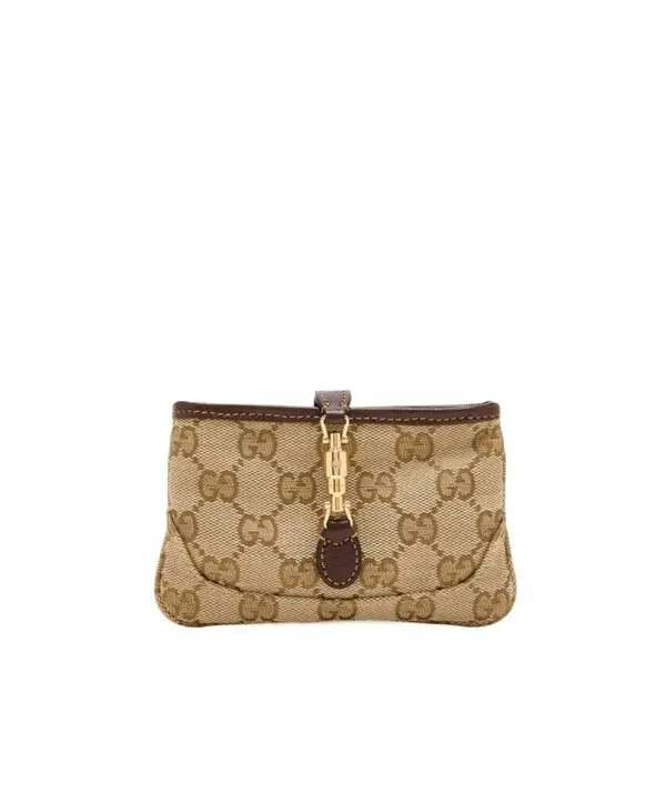 Gucci Jackie Zip Key Pouch - Sand And Dark Brown