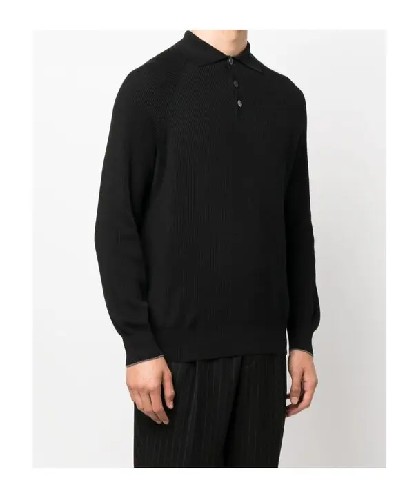 Brunello Cucinelli Long-sleeved Knitted Polo Shirt