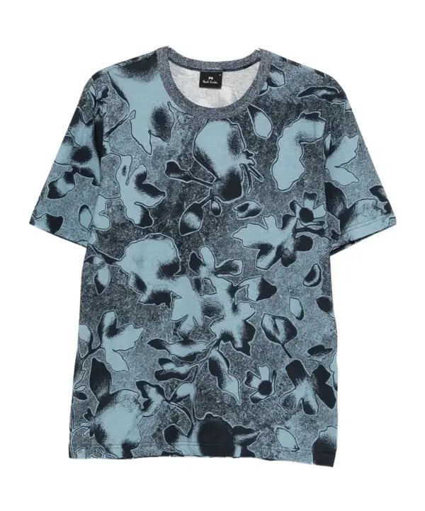 Paul Smith Floral-printed Crewneck T-shirt - Blue