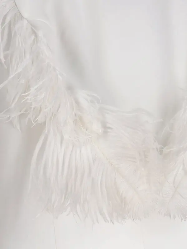 Attico Feather Trimmed Sleeveless Mini Dress