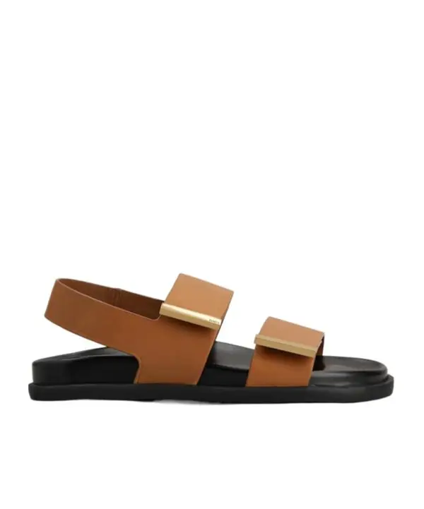 TOD'S Logo Engraved Slip-on Sandals - Brown