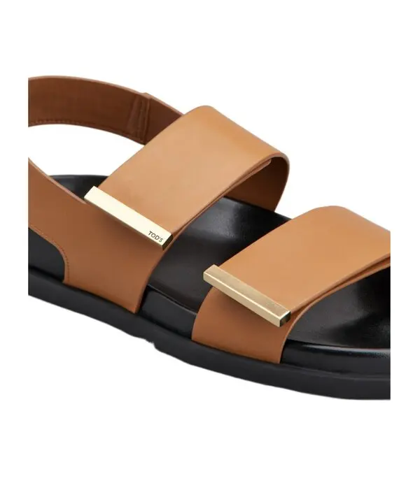 TOD'S Logo Engraved Slip-on Sandals - Brown