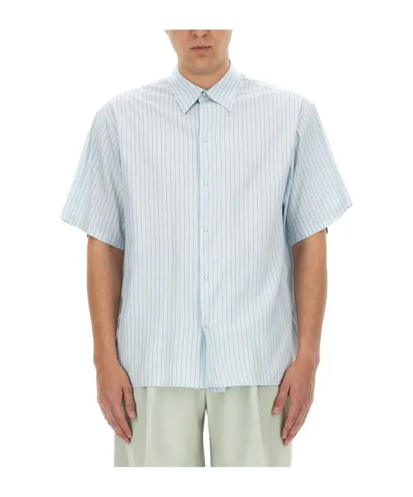 LANVIN Striped Short-sleeved Shirt - White