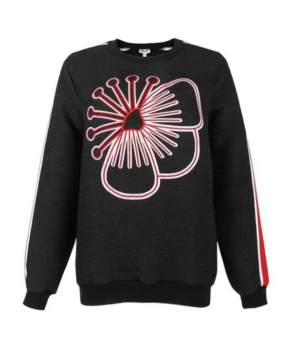 Kenzo Round Neck Pullover Sweater With Embroidered Detailing