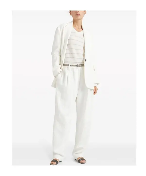 Brunello Cucinelli Pintuck Detailed Straight Leg Trousers