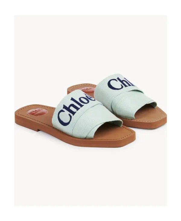 Chloé Woody Logo Slides - Brown