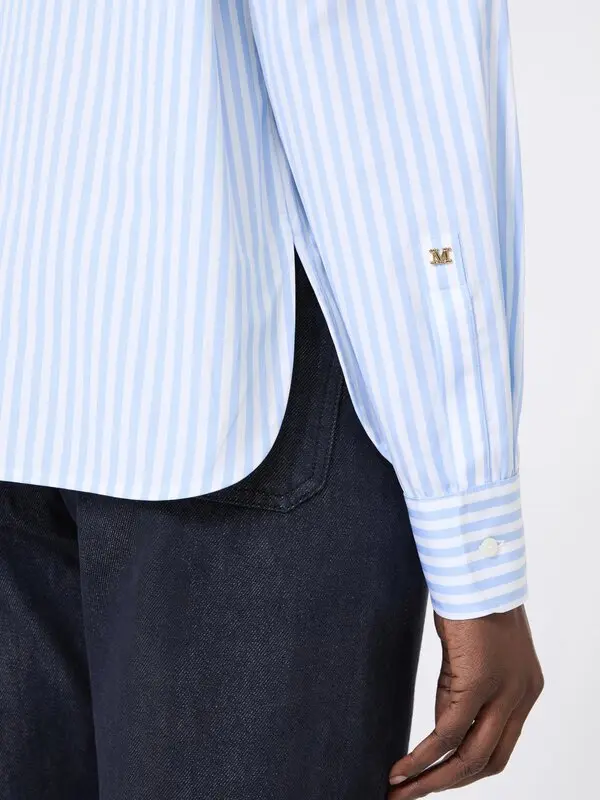 Max Mara Maroso Striped Long-sleeved Shirt - Light Blue