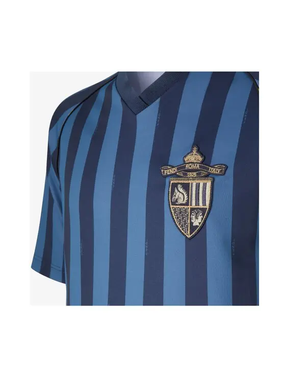 Fendi V-neck Striped T-shirt - Blue
