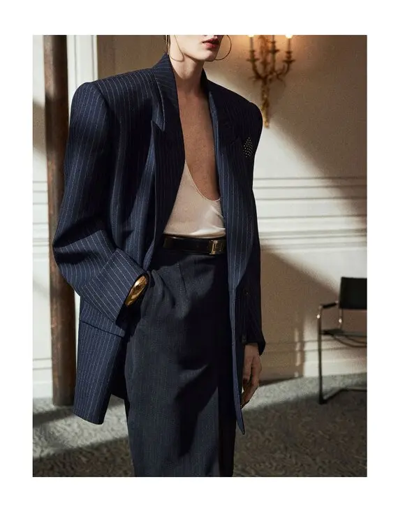 Saint Laurent Pinstriped Pencil Skirt
