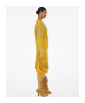 Burberry Checked V-neck Cardigan - Yellow