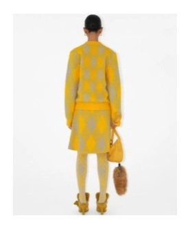 Burberry Checked V-neck Cardigan - Yellow