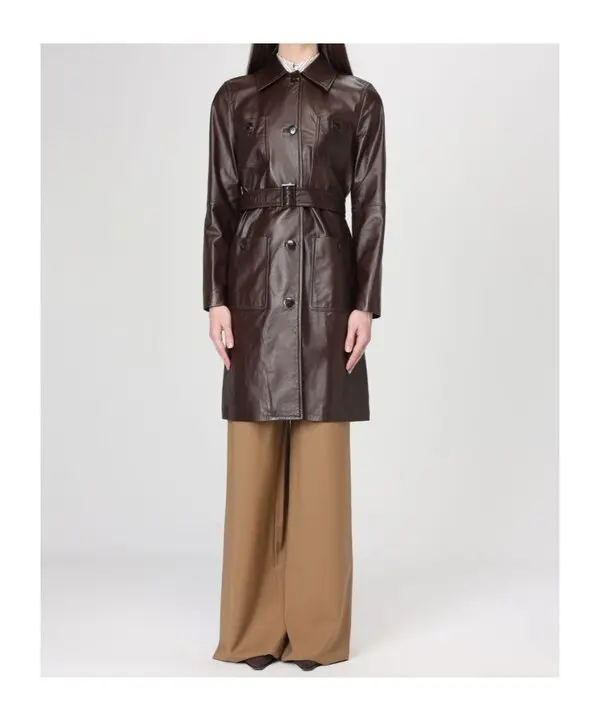 Max Mara Amaca Belted Leather Coat
