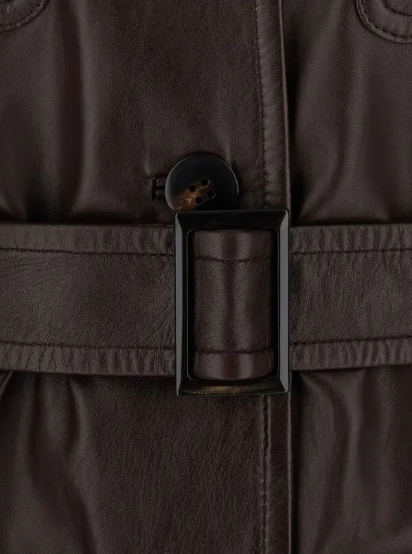 Max Mara Amaca Belted Leather Coat