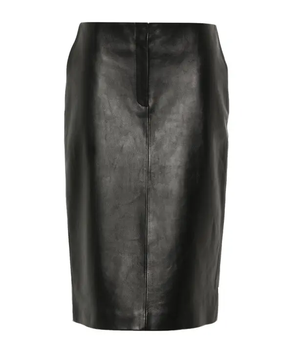 Magda Butrym Leather Pencil Skirt With Pinch Pleats
