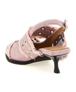 GANNI Buckled Fringed Slingback Pumps - Nude