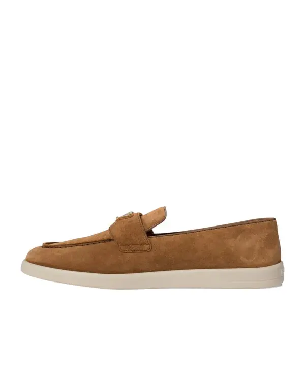 Prada Triangle Logo Slip-on Loafers - Brown
