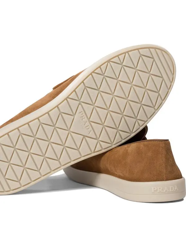 Prada Triangle Logo Slip-on Loafers - Brown