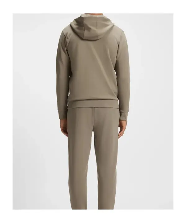 Hugo Boss Logo Patch Zipped Hoodie - Light Brown
