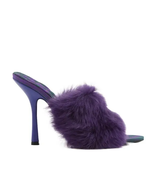 Burberry Minnie Shearling Slip-on Mules - Purple