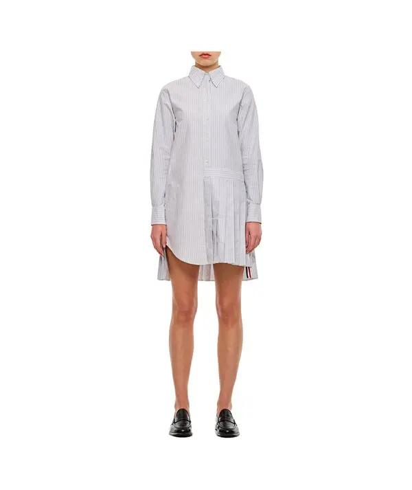 Thom Browne Striped Pleated Shirt Dress