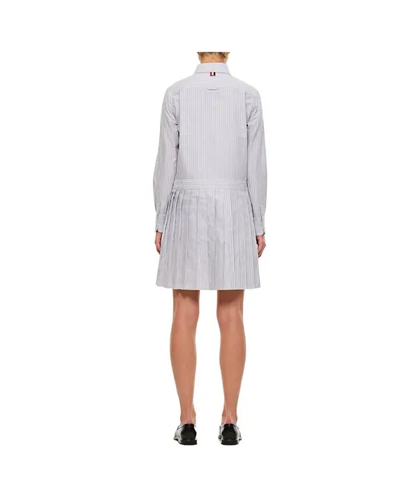 Thom Browne Striped Pleated Shirt Dress