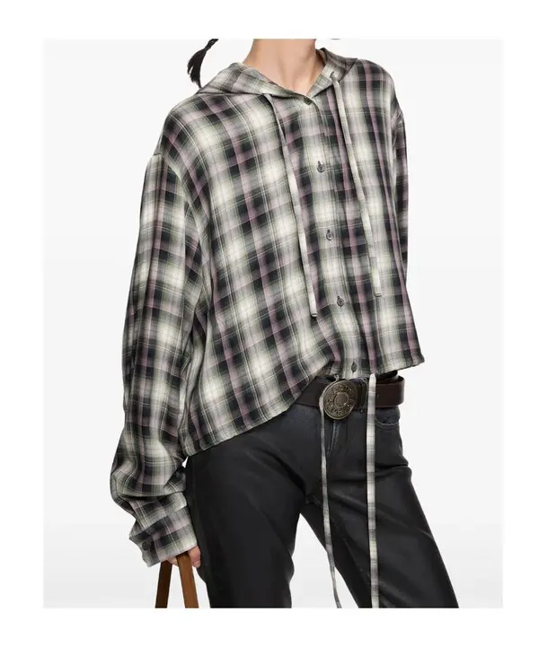 Acne Studios Hooded Plaid Top