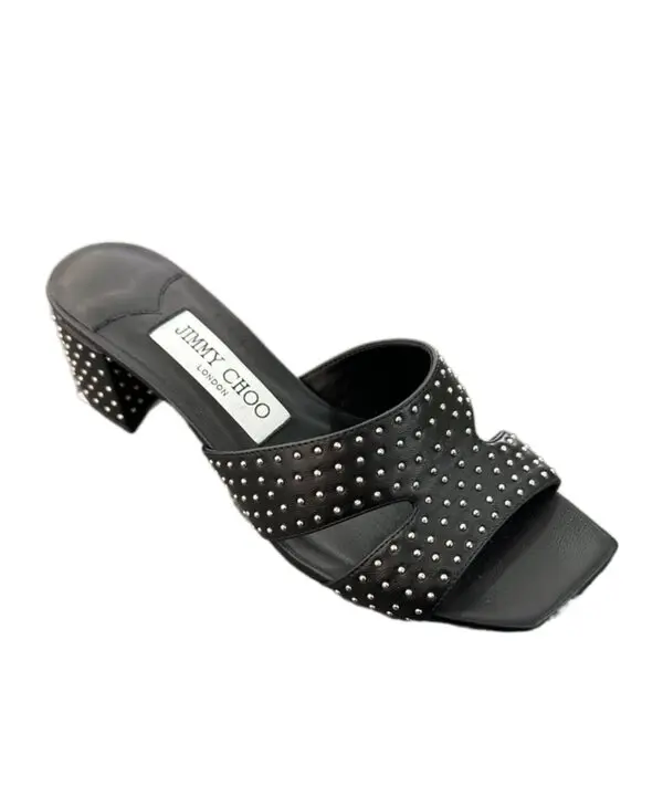 JIMMY CHOO Square Toe Embellished High Heel Sandals