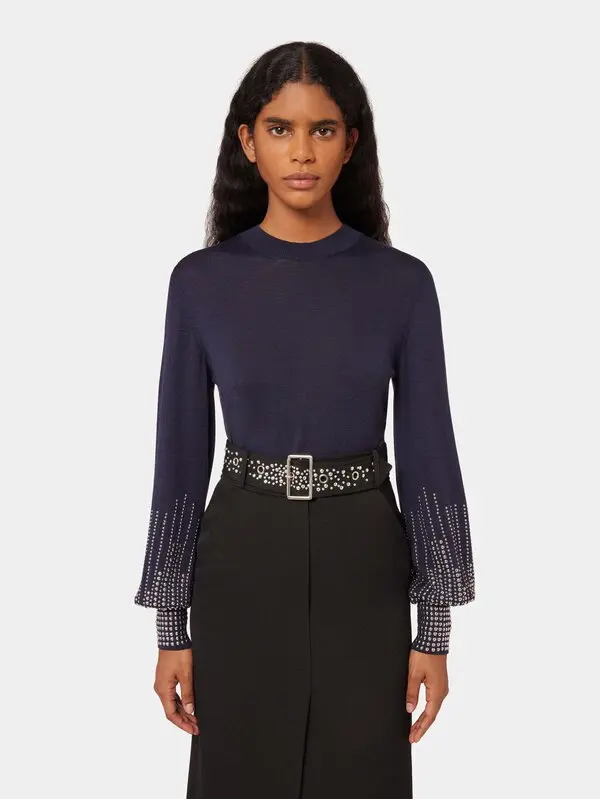 Rabanne Rivet Cuff Wool Sweater