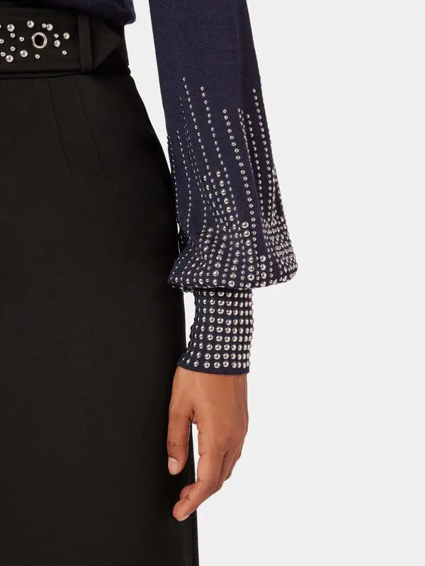 Rabanne Rivet Cuff Wool Sweater