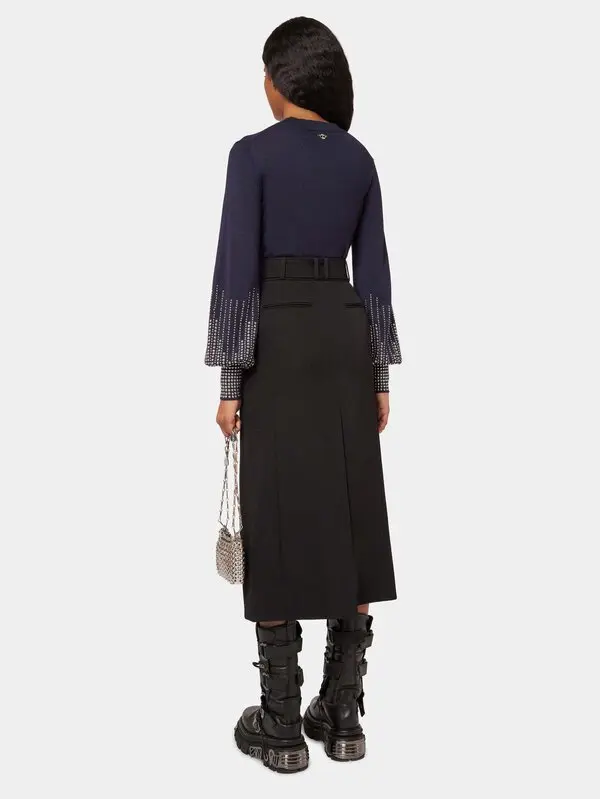 Rabanne Rivet Cuff Wool Sweater