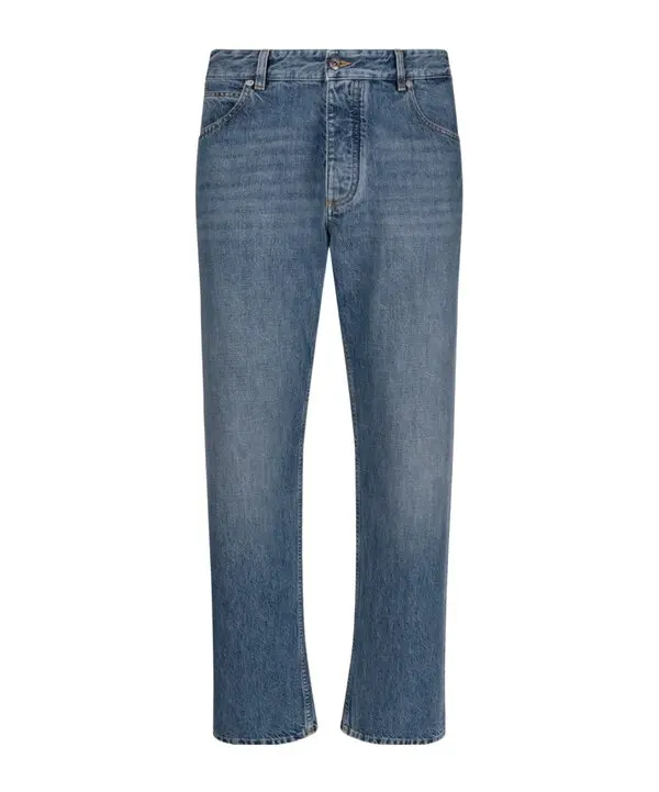 Bottega Veneta Washed Straight Leg Jeans - Medium Blue