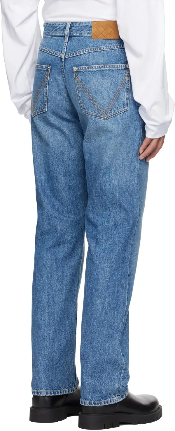 Bottega Veneta Washed Straight Leg Jeans - Medium Blue