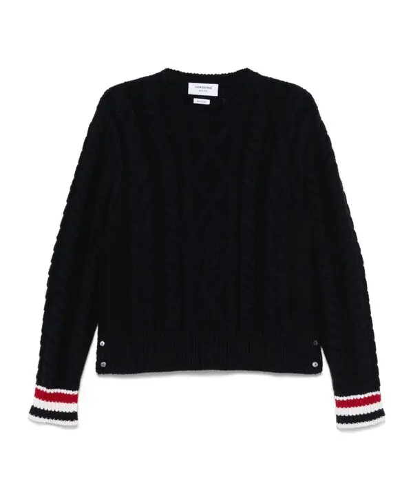 Thom Browne Aran Cable Stitch Pullover - Navy Blue
