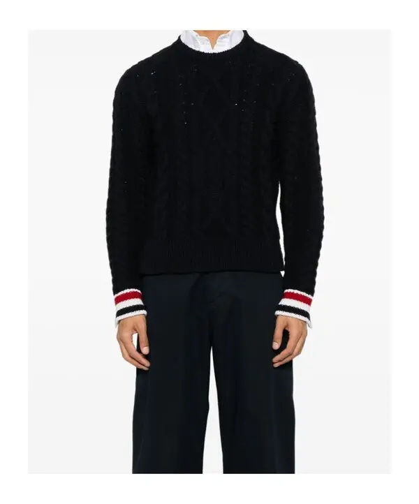 Thom Browne Aran Cable Stitch Pullover - Navy Blue