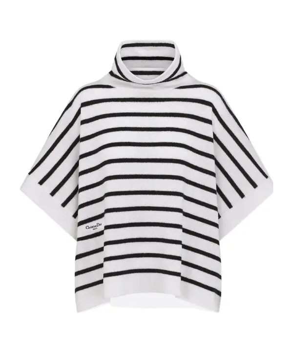 Dior Christian Striped High Neck Cape