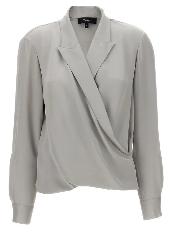 Theory V-neck Draped Blouse