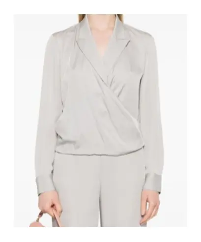 Theory V-neck Draped Blouse - Grey