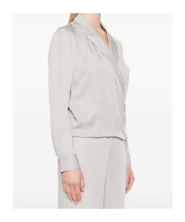 Theory V-neck Draped Blouse - Grey