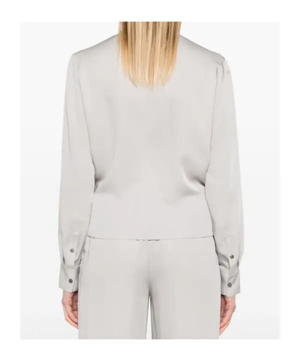 Theory V-neck Draped Blouse - Grey