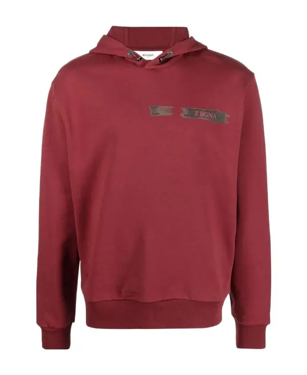 Zegna Logo Print Cotton Hoodie