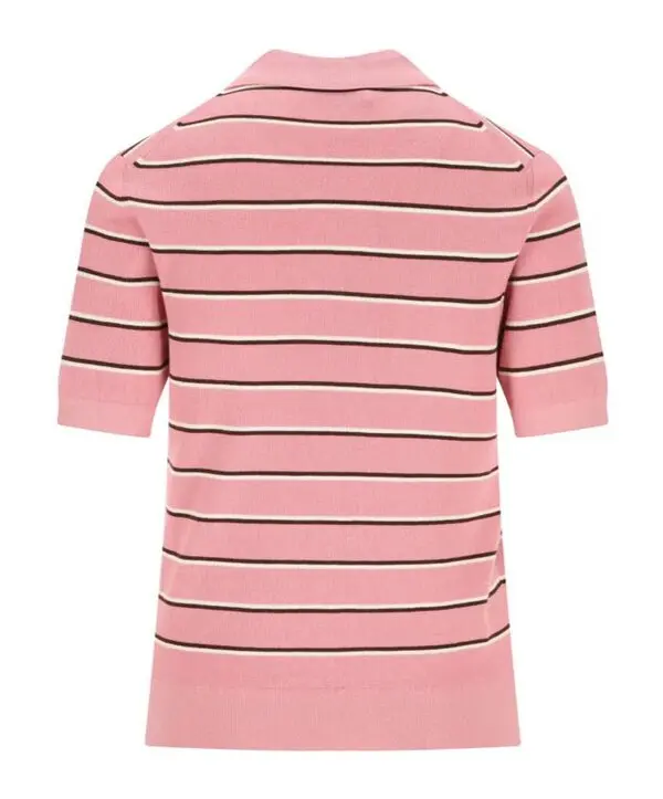 Miu Miu Short-sleeved Striped Knitted Polo Shirt