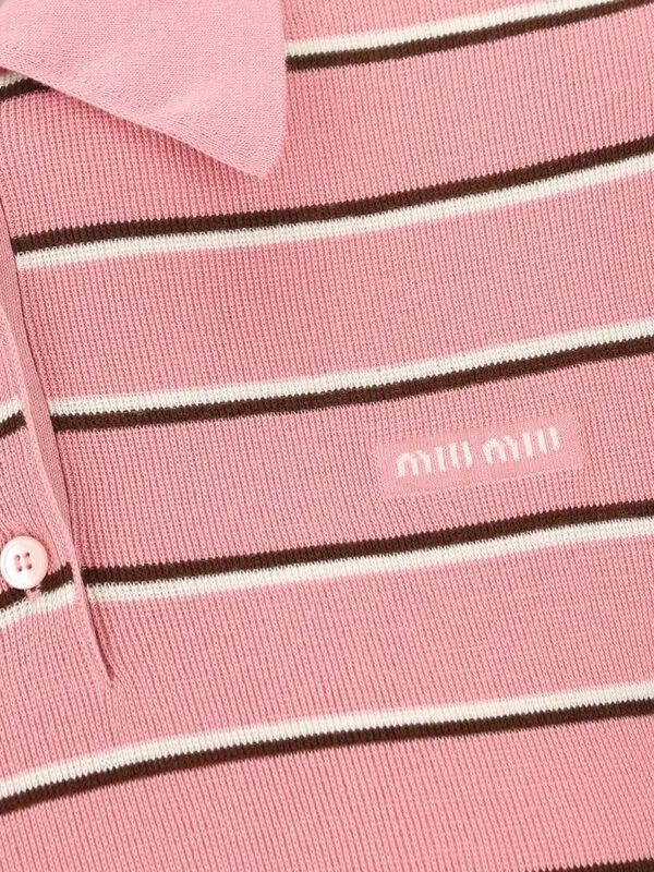Miu Miu Short-sleeved Striped Knitted Polo Shirt