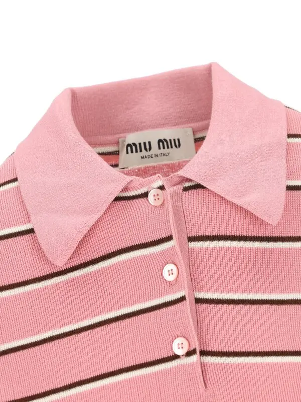 Miu Miu Short-sleeved Striped Knitted Polo Shirt