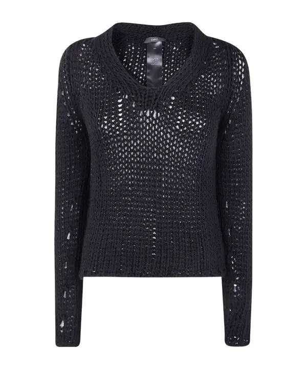 SAPIO Open Knit V-neck Sweater