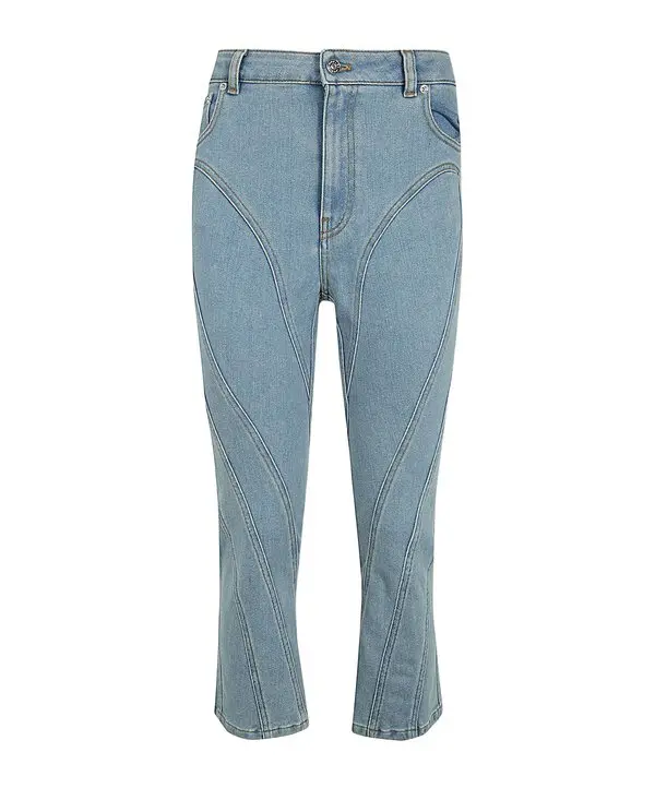 MUGLER Belted Straight Leg Jeans